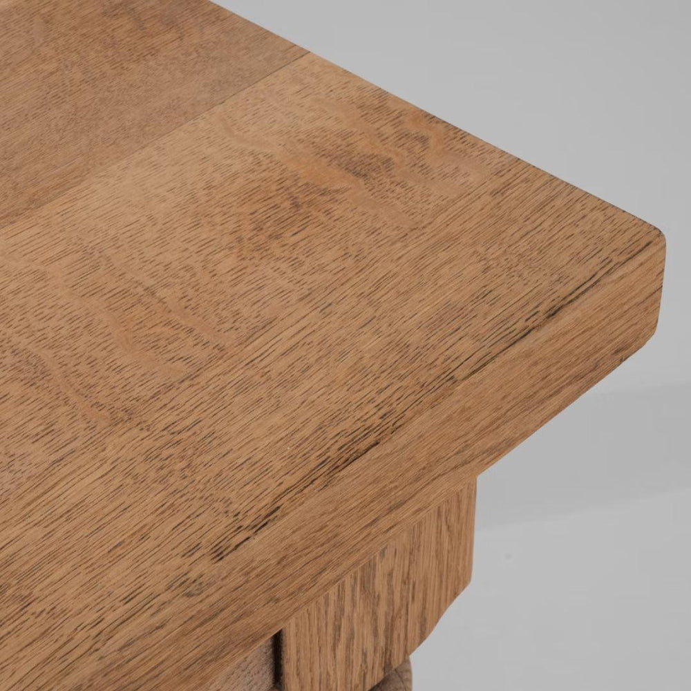 Vintage Robust Belgian Oak Dining Table, Circa 1940