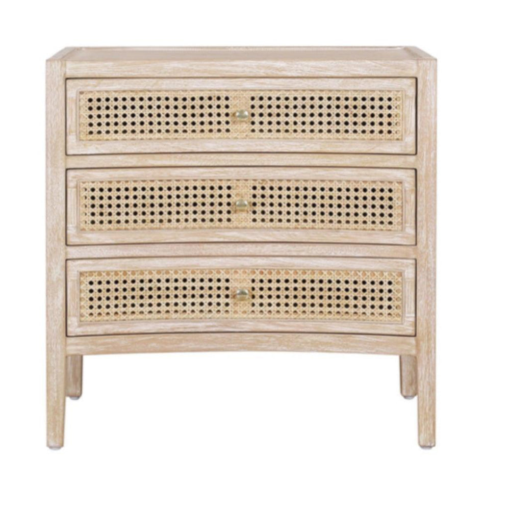 Natural Curved Side Chest with Cane Drawers