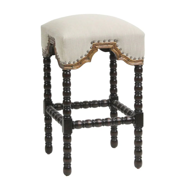 Moroccan Turned Leg Stool | Custom Fabrics and Finishes