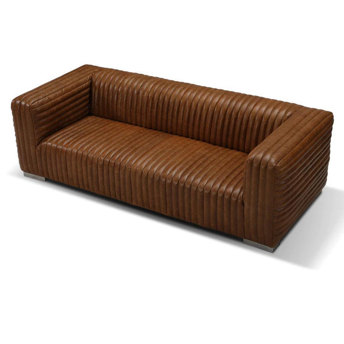 Ribbed Leather Canyon Sofa