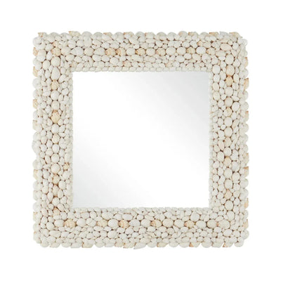 Coastal Seashell Square Mirror | Handcrafted Cream Shells