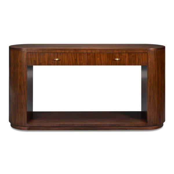 Oblong Dark Walnut Console Table