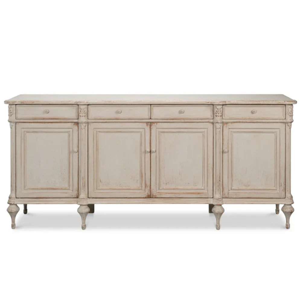 Fleur Distressed White Country Sideboard