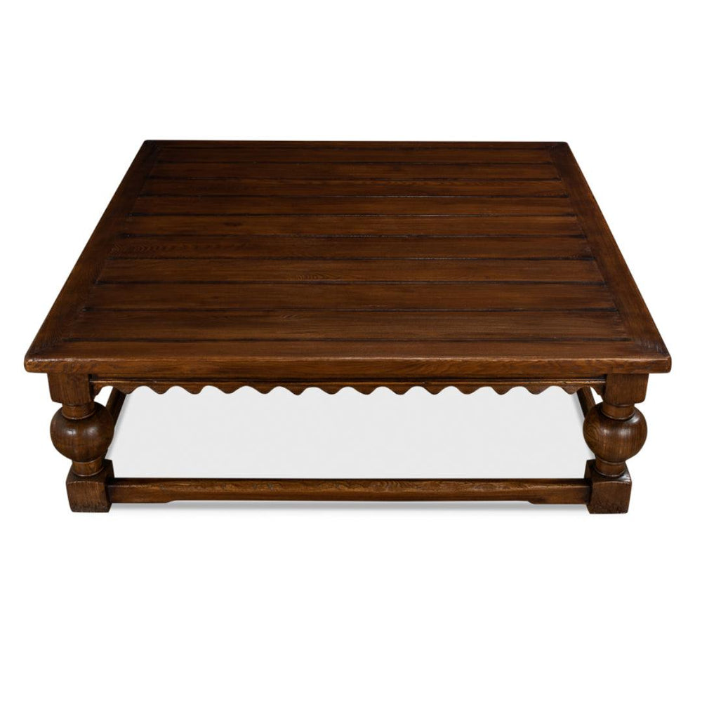 Plank Wood Scalloped Coffee Table