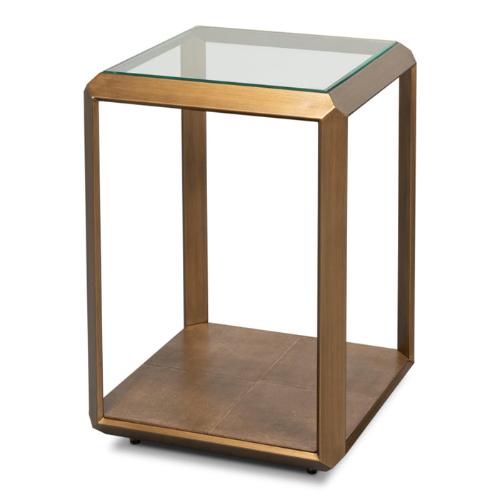 Antique Brass Glass Top Side Table | Contemporary Glam Style