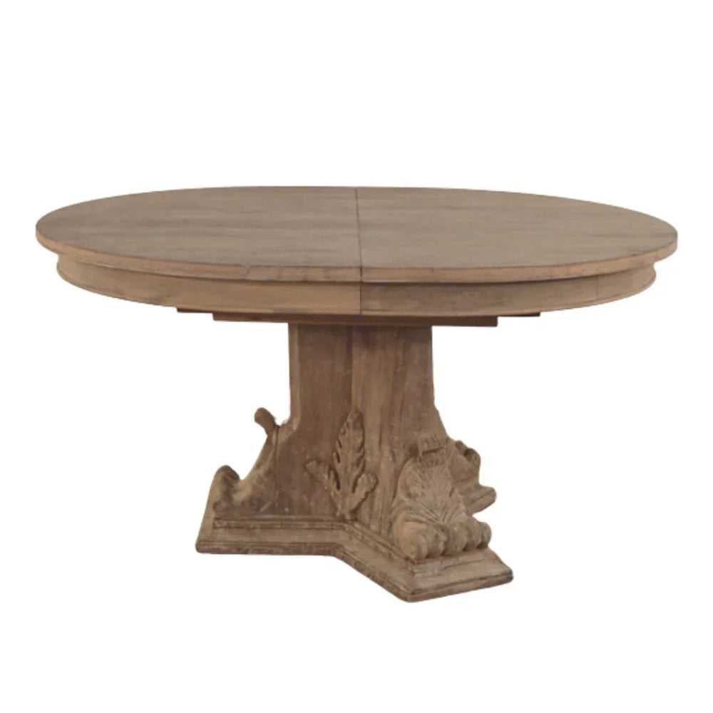 Expandable Rustic Italian Oval Dining Table | Ornate Pedestal Base