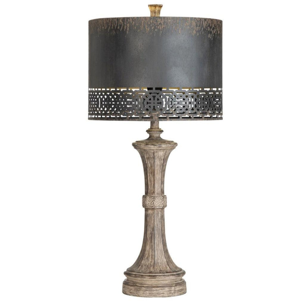 Black Pierced Metal Shade Table Lamp - Set of 2