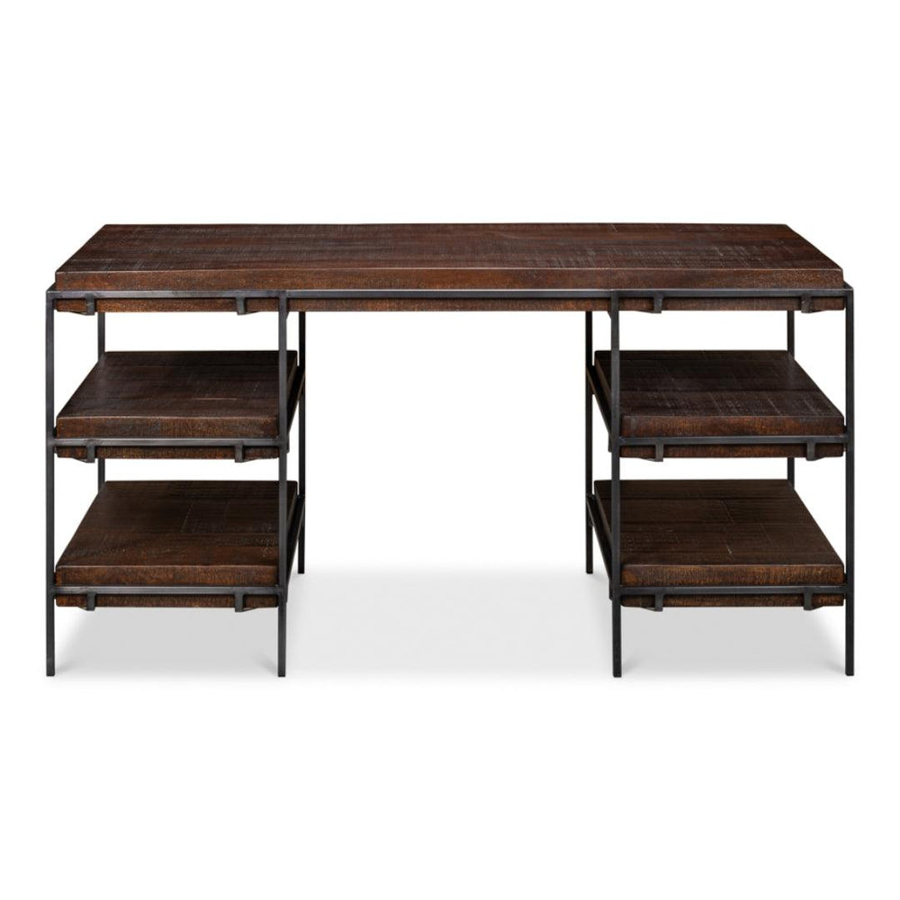 Industrial Force Wood and Iron Desk | Rustic Manor Style
