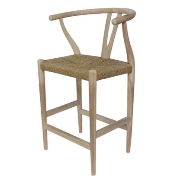 Natural Wishbone Rush Seat Counter Stool