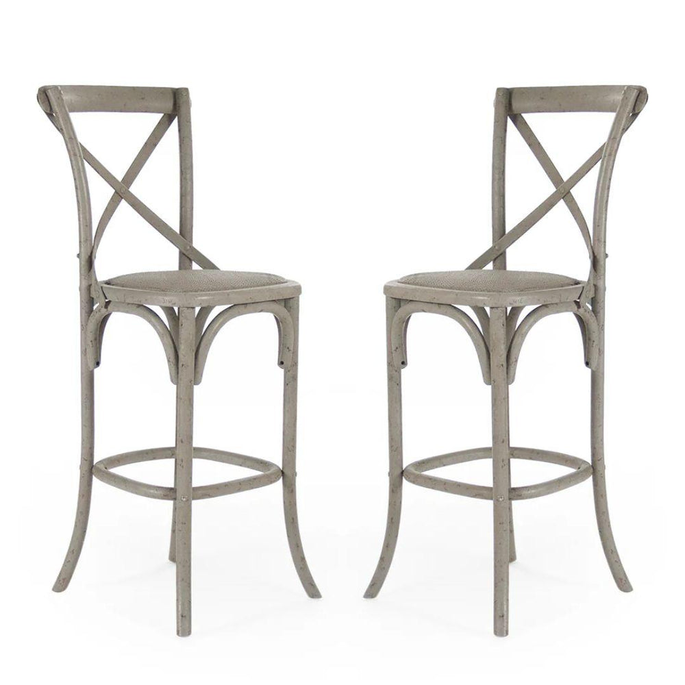 Birch Wood Cross Back Bar and Counter Stool