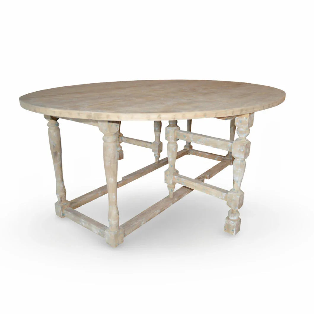 Rustic Drop Leaf Oval Dining Table