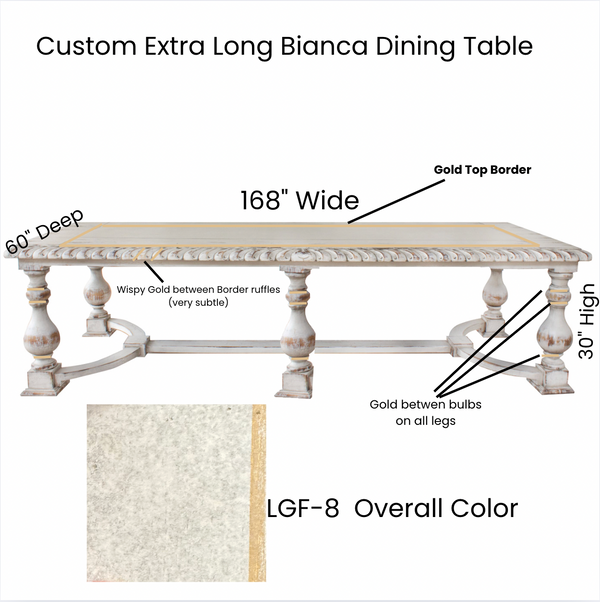 Extra Long Bianca Dining Table | Regal European Chateau Design