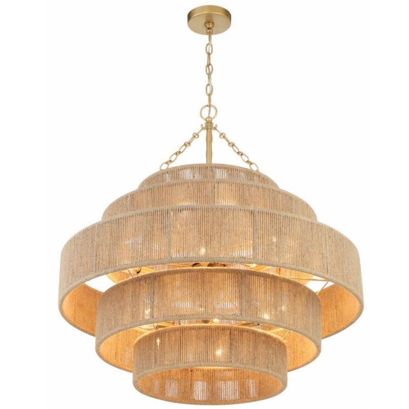 Multi Tiered Wrapped Jute Chandelier