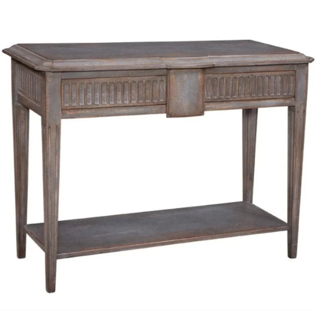 Oxford Fluted Console Table in Distressed Gray