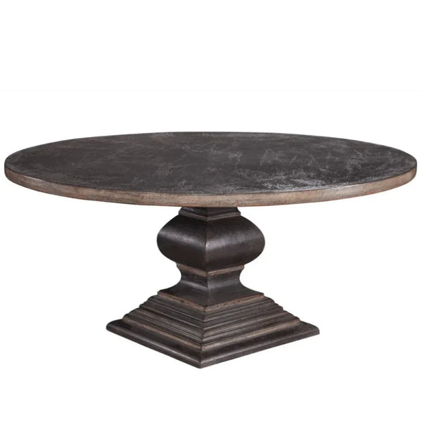 Rustic Black Sculptured Base Dining Table
