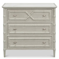 White Porcelain Top Bamboo Side Chest