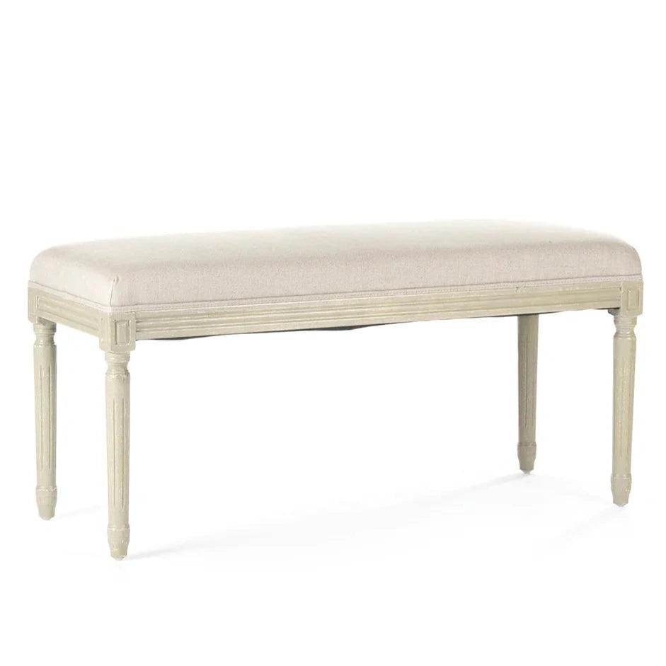 Upholstered Shabby White Bench