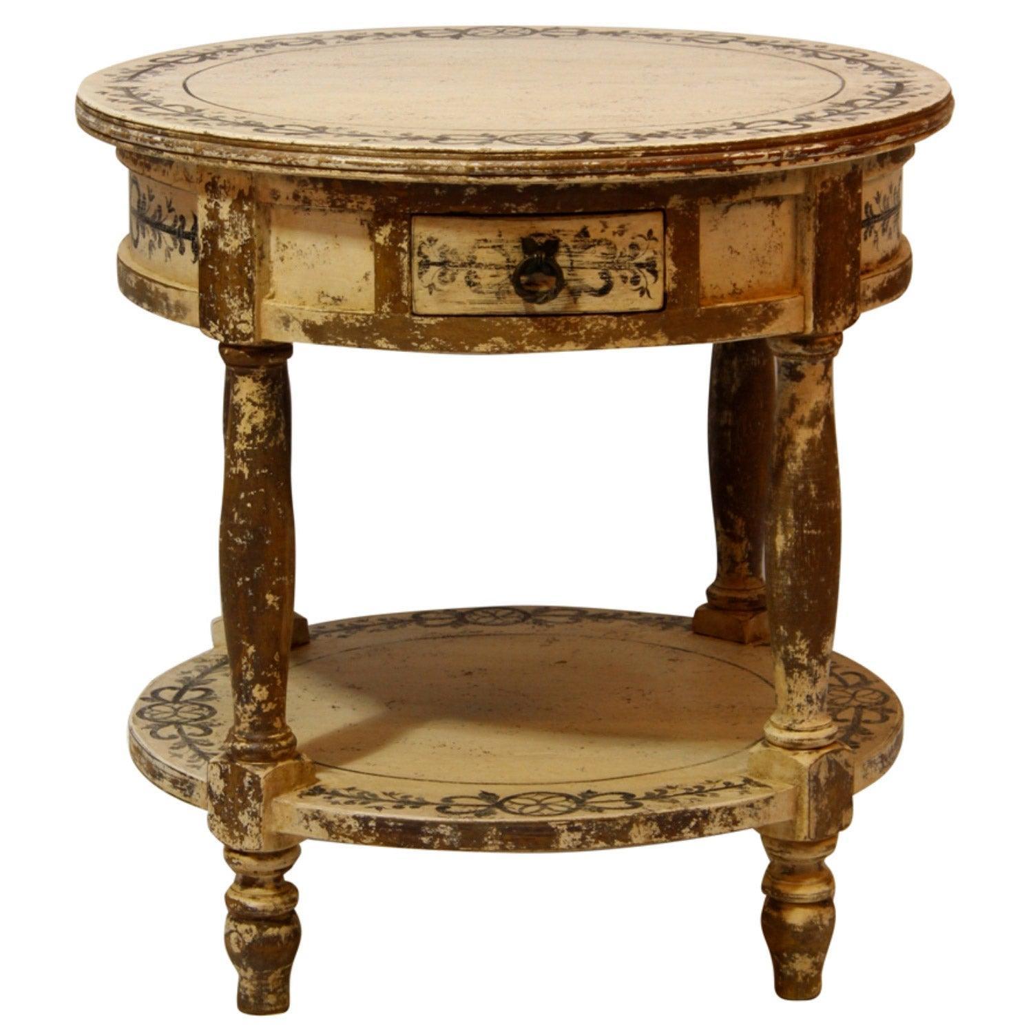 Angelique Scroll Top Accent Table with Painted Scrolls