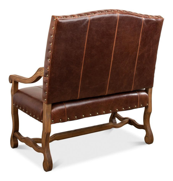 Brown Cowhide Ranch Manor Leather Bench