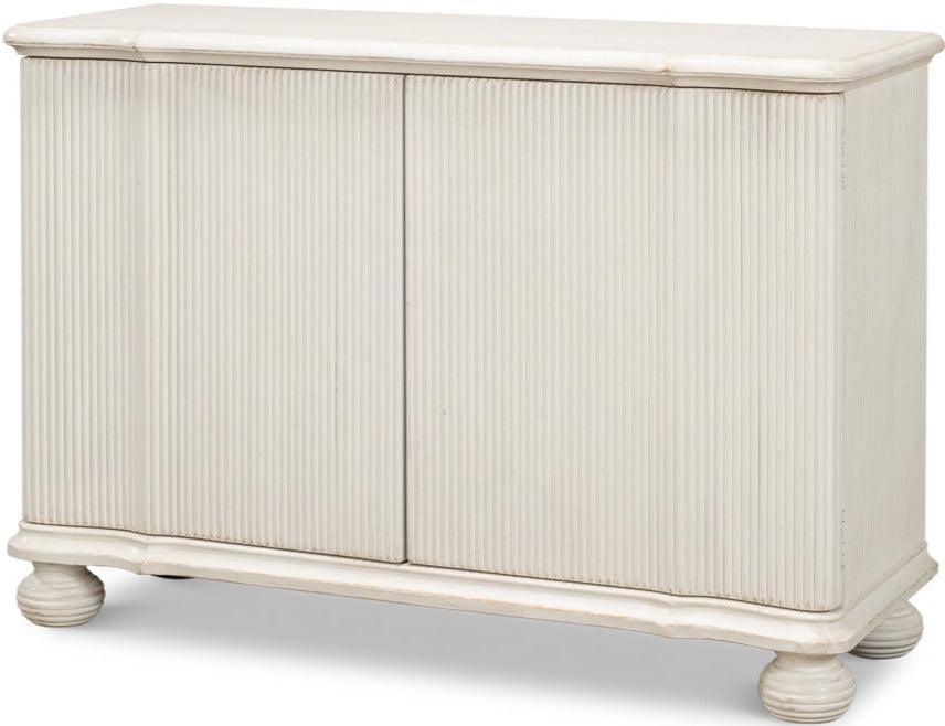 Clarisse Antique White Ribbed 2-Door Cottage Chic Sideboard – Belle Escape