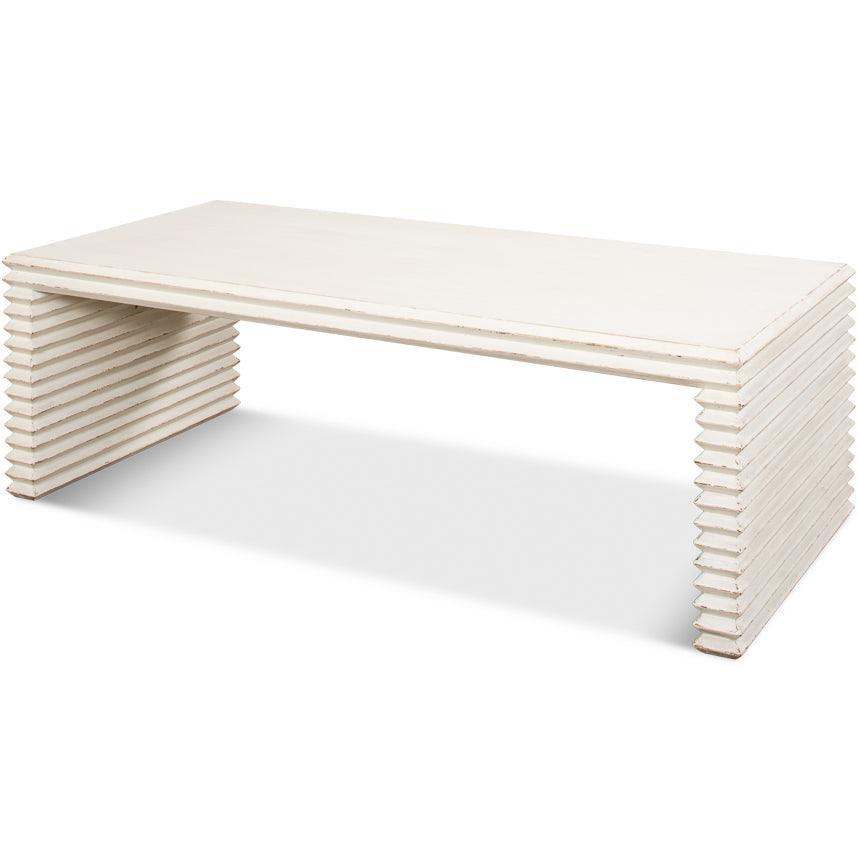 Contemporary White Ribbed Coffee Table – Belle Escape