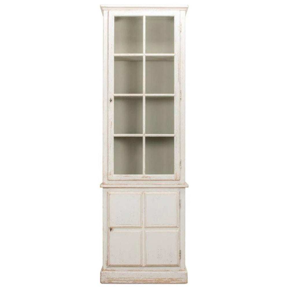 Distressed White Cottage Display Cabinet
