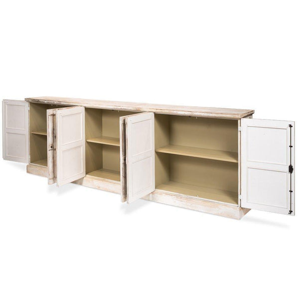 Extra Long Distressed White Farm Chic Buffet