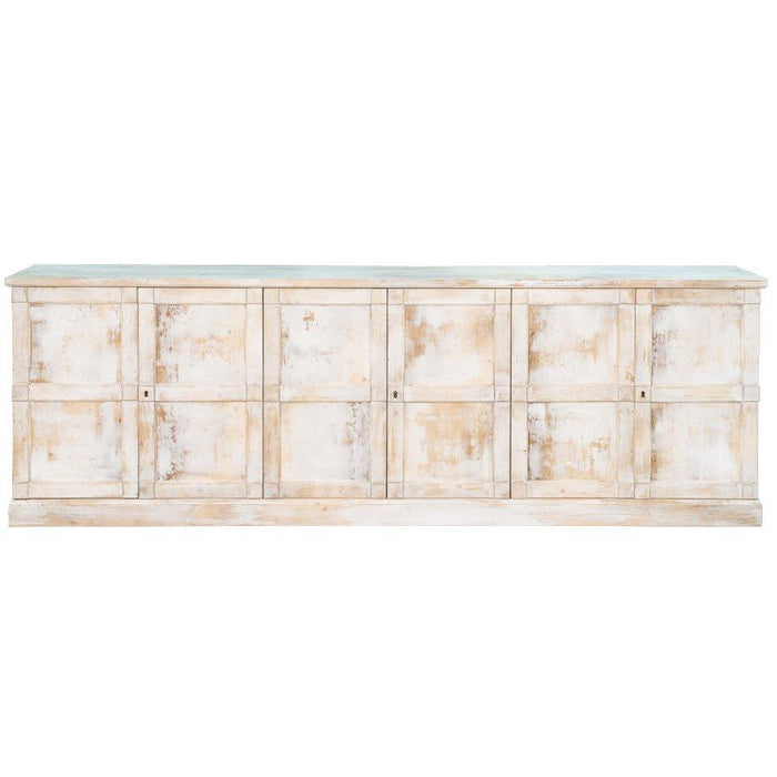 Extra Long Distressed White Farm Chic Buffet - Six Doors
