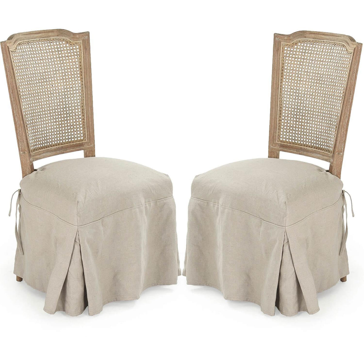 French Cane Backed Apron Side Chairs - Arched Seat Back