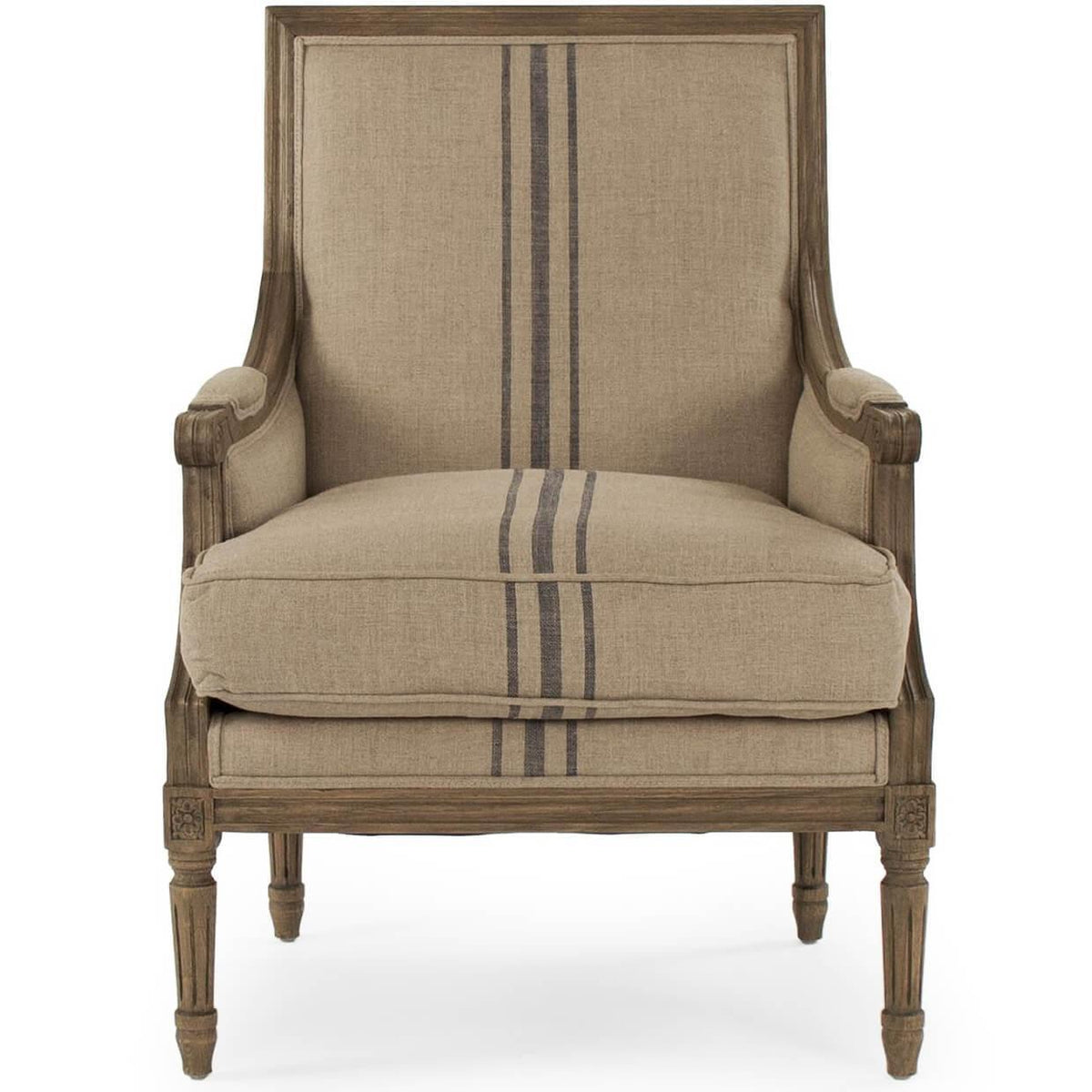 French Louis Blue Striped Arm Chair – Belle Escape