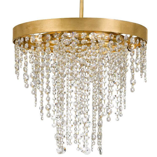 Gold Round Crystal Rainfall Chandelier
