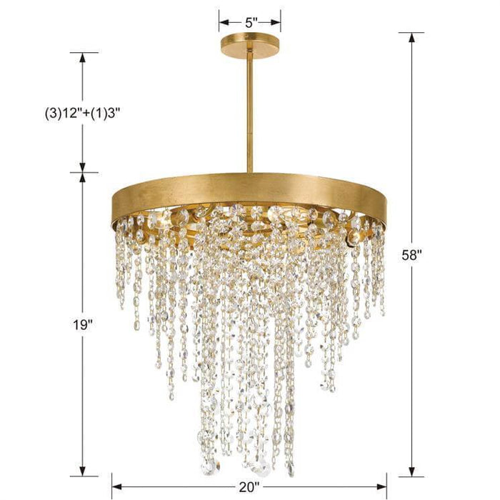 Gold Round Crystal Rainfall Chandelier