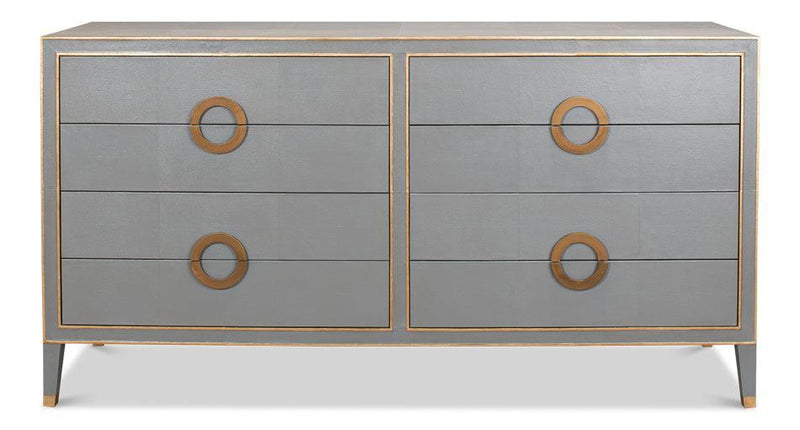Shagreen Gold Trimmed Contemporary Glam Chest | Gray, Blue, or Green