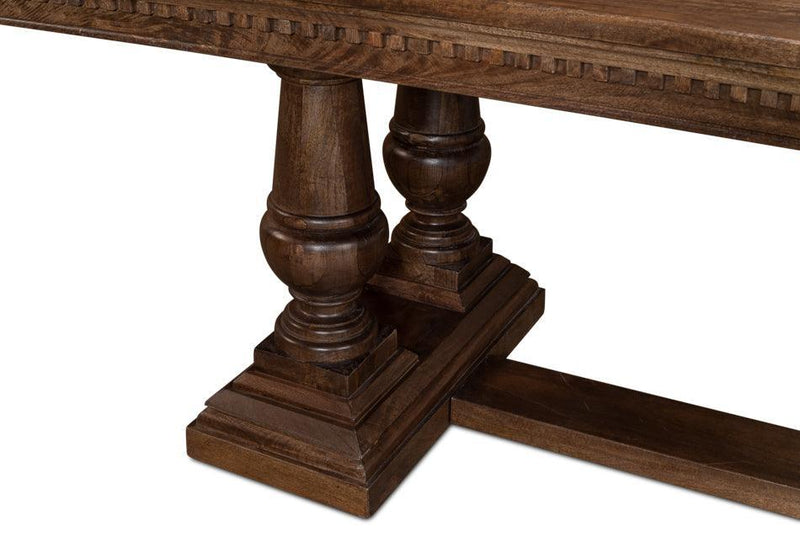 Walnut French Country Pedestal Rectangular Dining Table