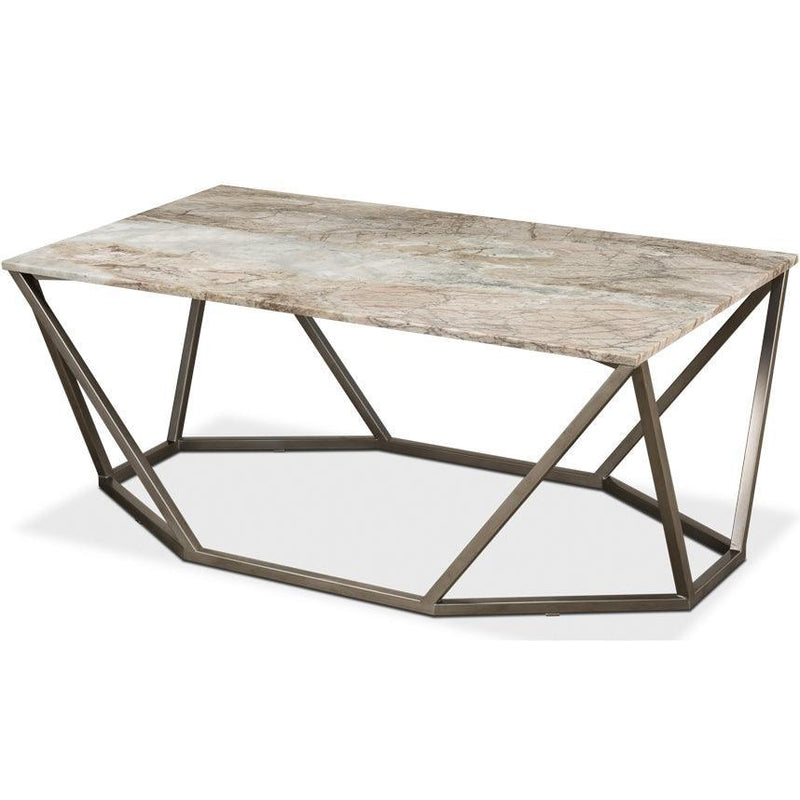 Marble Geo Contemporary Glam Trapezoid Coffee Table