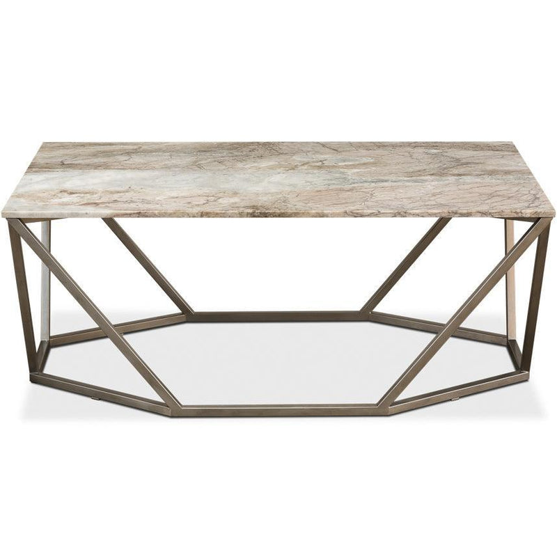 Marble Geo Contemporary Glam Trapezoid Coffee Table