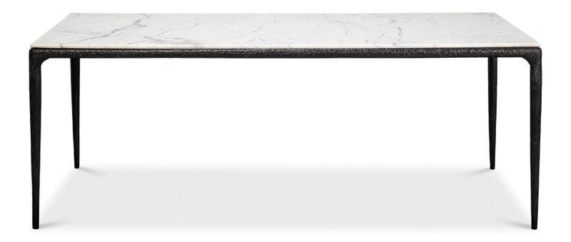 Marble Top Forged Iron Base Dining Table