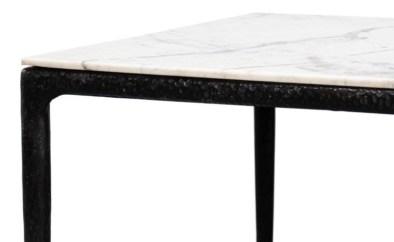 Marble Top Forged Iron Base Dining Table