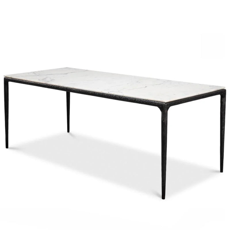 Marble Top Forged Iron Base Dining Table