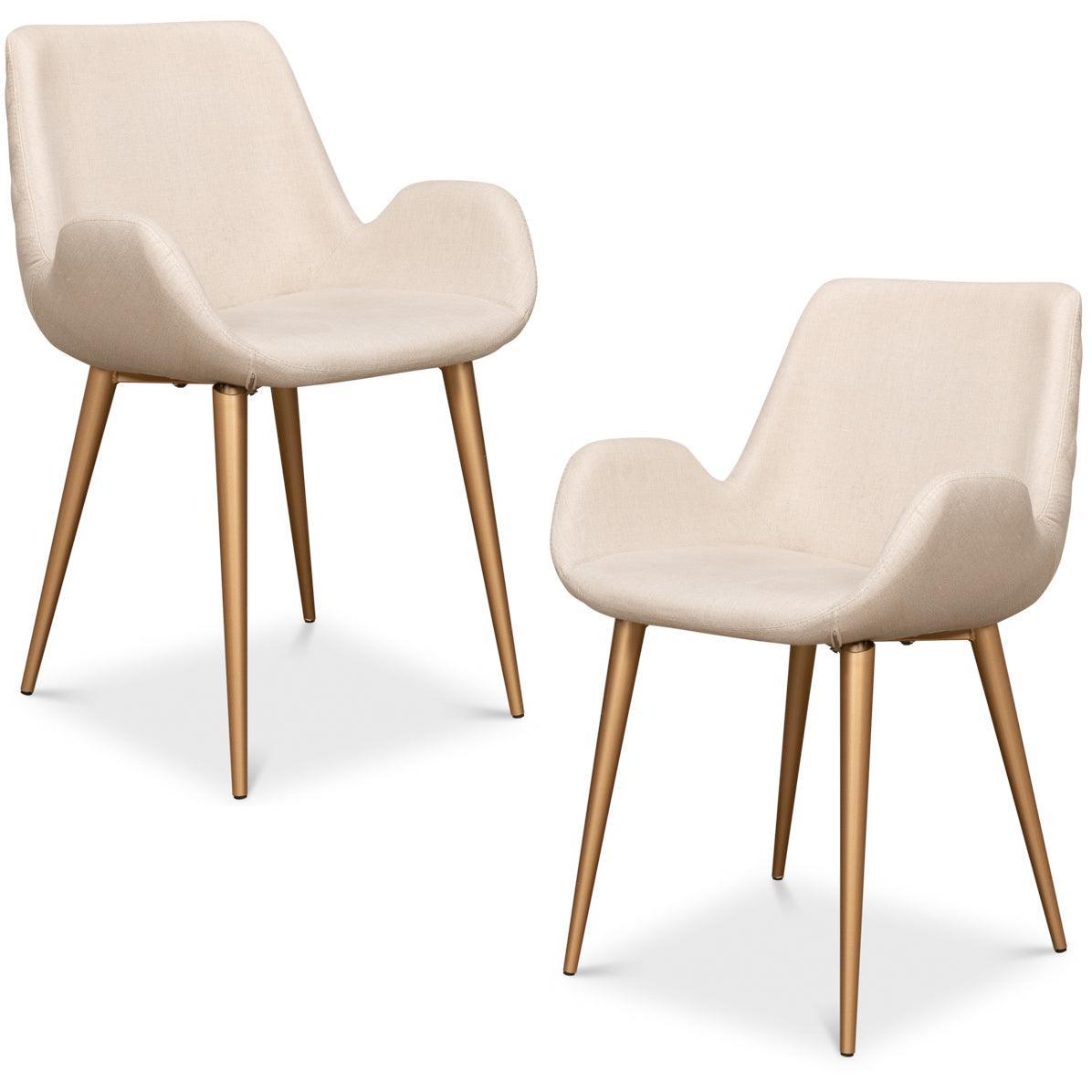 Modern Gold & Linen Contemporary Glam Chair