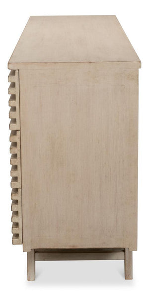 Modern Stoney Grey Ribbed Sideboard