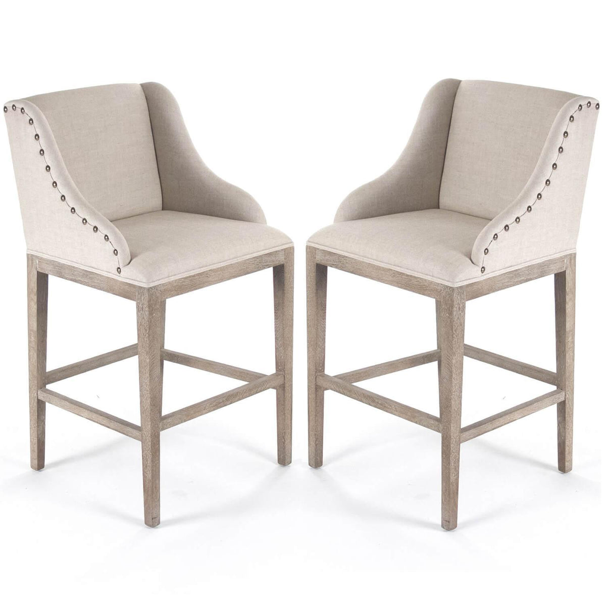 Nail Studded Linen Bar Stools – Belle Escape