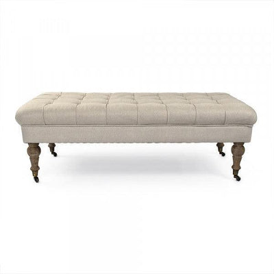 Natural Linen Maison Tufted Oak Ottoman