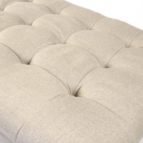 Natural Linen Maison Tufted Oak Ottoman