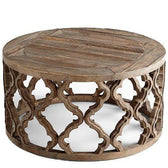 Natural Wood Quatrefoil Coffee Table
