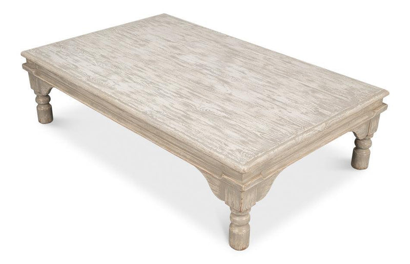 Oversized Washed Gray Gathering Coffee Table