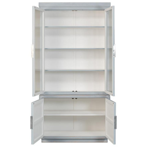 Patina Blue Distressed Glass Cabinet