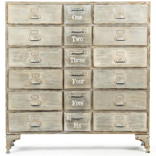 Patina Metal Numbers Chest | Industrial Chic
