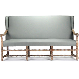 Sage Blue High Back Sofa Bench
