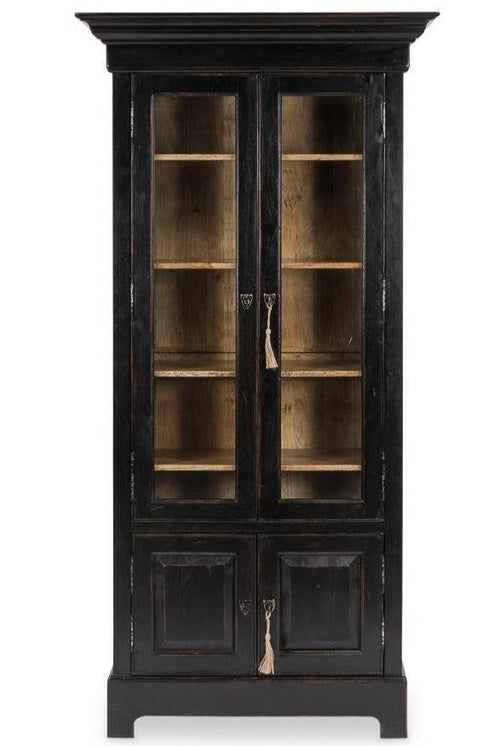 Regal Ebony Glass Front Bookcase - French Country Styles